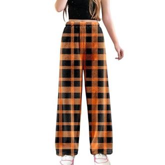 Generic Hanraz Y2k Pantalon de pyjama &agrave; carreaux pour femme - V&ecirc;tement de nuit pour lautomne et lhiver - Unisexe - Confortable - Pantalon de pyjama d&eacute;contract