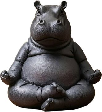 Generic Hippo -Yoga -Figur Lustige Hippo -Statue Serene Home Resin Hippo Yoga Ornament (D)