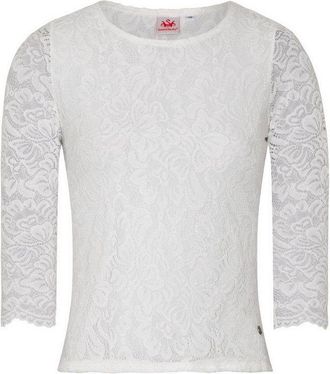 Spieth & Wensky Trachtenshirt Blusenshirt - ALHEIM - offwei&szlig;, schwarz