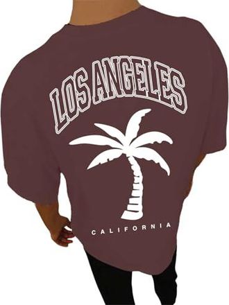 Generic T-shirts &agrave; col rond &agrave; manches courtes pour homme - L&eacute;ger - Respirant - Confortable - Coupe ample - Stretch - T-shirt d&eacute;t&eacute; &eacute;l&eacute;gant, Brique rouge., XXL