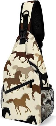 Generic Sacoche Port&eacute; &eacute;paule Courses de chevaux sauvages Mode Sacs &agrave; Bandouli&egrave;re Casual Crossbody Bag pour Voyage Cyclisme Camping
