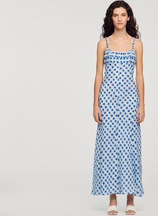 Sandro Robe longue vichy en lin