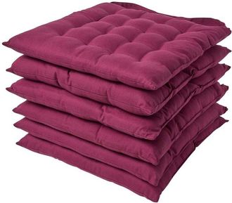 Homescapes Stuhlkissen bordeaux 6 Stück - Homescapes