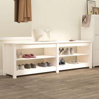 vidaXL Schuhbank Wei&szlig; 160x36,5x50 cm Massivholz Kiefer Vidaxl