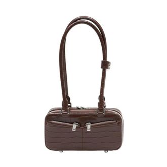 Self Portrait Croc Leder Mini Schultertasche - - Bags - Damen - Braun - ONE SIZE