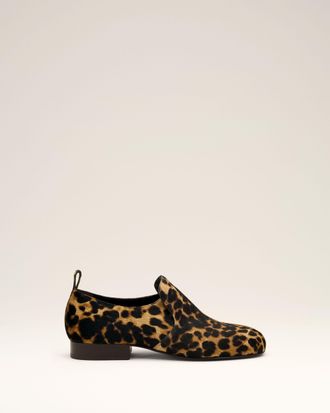 Ami Ami Paris - Souliers plats imprim&eacute;s l&eacute;opard en cuir de vachette Sable & marron Chocolat - Taille : 36 - pour Femme