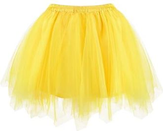 Grebrafan Femme Ballet Danse Jupe Adulte Halloween Tutu en Tulle (EUR(44-46) 4XL, Jaune)