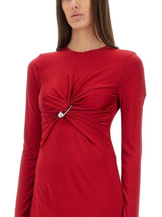 Versace Safety Pin Motif Viscose Midi Dress - Red