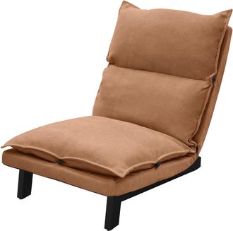 ML Design ML-Design Bodenstuhl Braun, Bodensessel gepolstert, verstellbare R&uuml;ckenlehne, Leinenbezug, Stahlgestell, Loungesessel Sitzkissen Bodensofa Bodensitz B