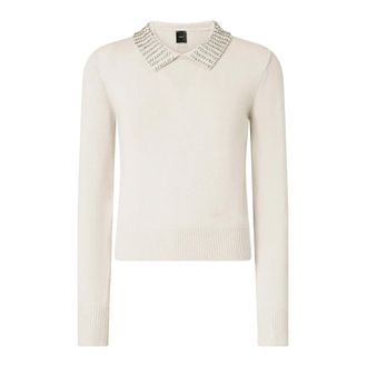 Pinko Lang&auml;rmeliger Strick mit Polokragen - - Knitwear - Damen - Wei&szlig; - L