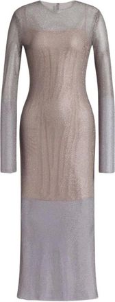 Alberta Ferretti Femme, Robes, Gris, Taille: 38 FR Micro-rhinestone midi dress