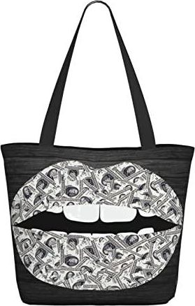 AOOEDM Lips And Dollar Ladies Shopping Bag 13x11x7in.Le cadeau parfait pour la Saint-Valentin.Cest de la Saint-Valentin pour maman, fille, &eacute;pouse, etc