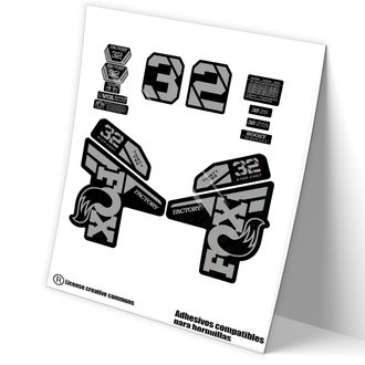 Generico Ref: VP465 Aufkleber, kompatibel mit FOX 32 STEP CAST FACTORY 2021-22 MTB, Sticker, Aufkleber, Aufkleber f&uuml;r Mountainbikes (Silber)