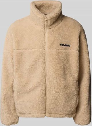 Review Teddyfell Jacke mit Stehkragen und Label-Detail