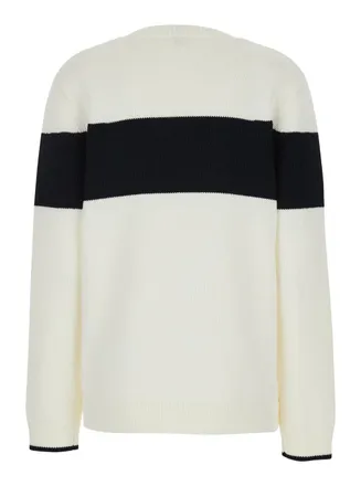 Toteme Womens White Cotton Blend Sweater With Stripes Tops Top