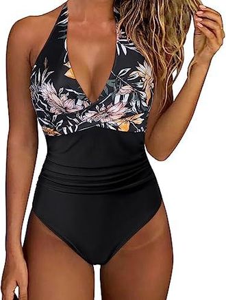 Generic Maillot de bain gainant pour femme - Push Up - Col en V - Sexy - Maillot de bain une pi&egrave;ce - Forme incurv&eacute;e - Maillot de bain - Maillot de bain - Spor