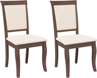 vidaXL Esszimmerstühle mit Kissen 2 Stk. Braun Massivholz Gummibaum - Vidaxl