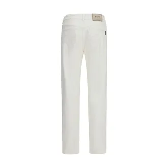 Moorer Mens White Cotton Straight-Leg Jeans Clothing