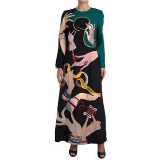 Dolce & Gabbana Femme, Robes, Multicolore, Taille: 44 FR Robe Maxi Trap&egrave;ze Brod&eacute;e