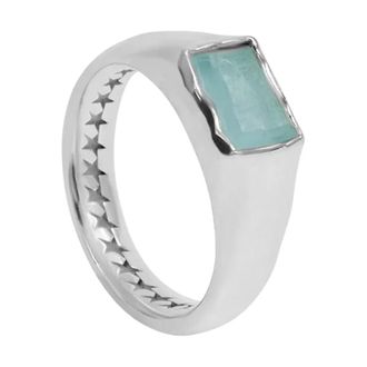 TwoJeys Rechteckiger Ring mit blauem Stein - - Accessories - Herren - Grau - 57 MM