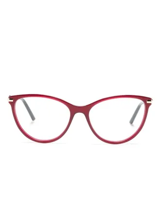 Carolina Herrera lunettes de vue &agrave; monture papillon et d&eacute;tail de noeud - Rouge