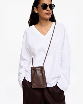 Arket Umh&auml;ngetasche Aus Leder -Braun