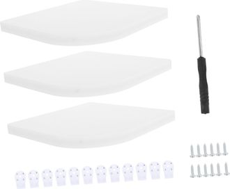 Holibanna 3 St&uuml;ck Wandmontierte Eckige Holzregale in Elfenbeinwei&szlig; Schwebende Dreieckige Eckablagen f&uuml;r Wohnzimmer Schlafzimmer Vielseitige Wandaufbewahrung Rob