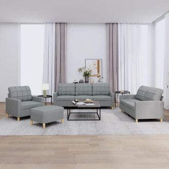vidaXL Maison Exclusive 4-tlg. Sofagarnitur mit Kissen Hellgrau Stoff
