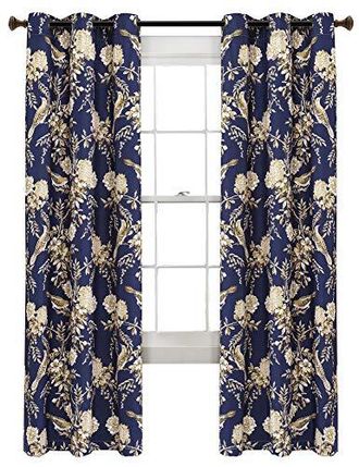 Lush Décor Verdunkelungsvorhang, mit Ösen, 213,4 x 96,5 cm, Marineblau/Taupe