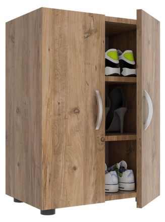 VCM Holz Schuhschrank/Ma&szlig;e: H. 74 x B. 49 x T. 30 cm/Allzweckschrank / 3 F&auml;cher / 2 Dreht&uuml;ren - Ulas