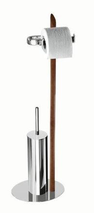 WENKO 18556100 Stand WC-Garnitur Lugo, Holz, 24 x 76 x 18 cm, Walnuss