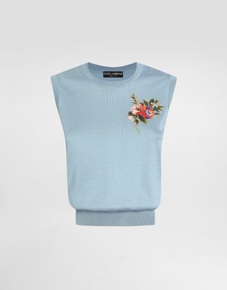 Dolce & Gabbana Silk Tank Top - Frau Strickwaren Azure 44