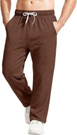Generic Pantalon tendance &agrave; coupe droite pour homme, pour sortir, trajets quotidiens, taille &eacute;lastique, l&eacute;ger et confortable, caf&eacute;, 3XL