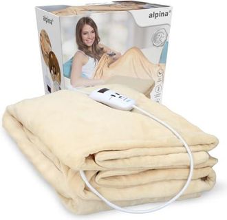 Alpina Alpina Elektrischer Heizdecke - Wärmedecke 180 x 130 cm - Wärmeunterbett 180W - Beheizbare Decke mit 10 Wärme Einstellungen - Waschmaschinenfest - Tim