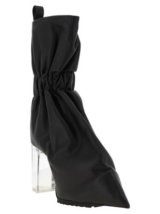 Rick Owens Cuffed Plexiglass Heel Ankle Boot - Black