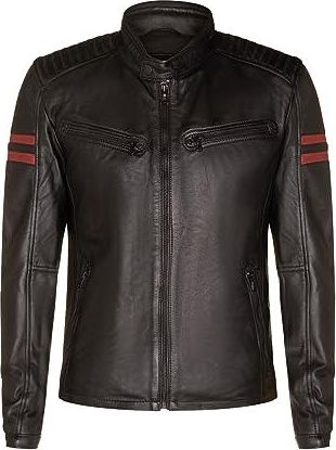 Infinity Leather Blouson Bombardier Classique Zipp&eacute; en Cuir Noir Pour Hommes