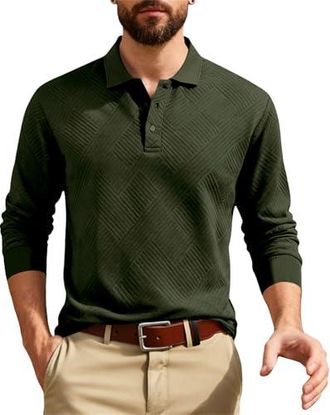 Generic Polo l&eacute;ger et classique pour homme, coupe classique, style d&eacute;contract&eacute;, vintage, boutonn&eacute;, doux et confortable, t-shirt de travail, Vert, 5XL