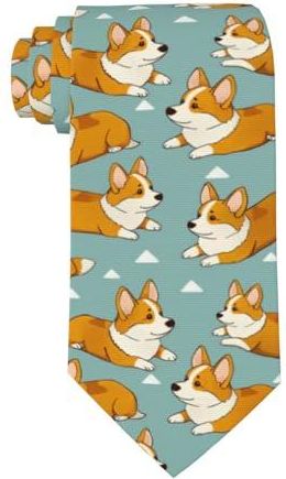 Generic Corgis Vifs Et Joueurs Cravates Hommes Polyvalente Cravate Classique Cravate Homme Pour Travail Accessoires Bureau