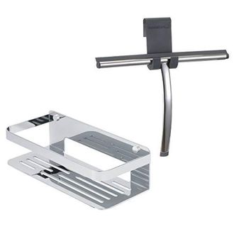 Tiger Ensemble combiné Caddy: panier de douche, Chrome et essuie-tout de luxe pour verre, en Acier inoxydable poli