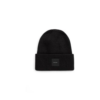 Calvin Klein Homme, Accessoires, Noir, Taille: ONE Size Bonnet côtelé avec écusson