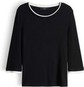 someday 3/4-Arm-Shirt KALORA Slim aus ECOVERO Viskosemix figurbetont geschnitten, feine Rippstruktur, kontrastfarbene Pipings