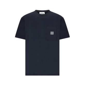 Stone Island T-shirt en jersey de coton effet Fissato - Homme - Tops - Bleu - Taille: 2XL