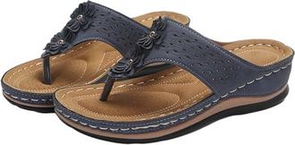 Generic Tongs pour femme - Sandales romaines pour femme - Sandales de plage - Talons creux - Pantoufles d&eacute;contract&eacute;es - Sandales r&eacute;tro &agrave; paillettes - 39, bleu