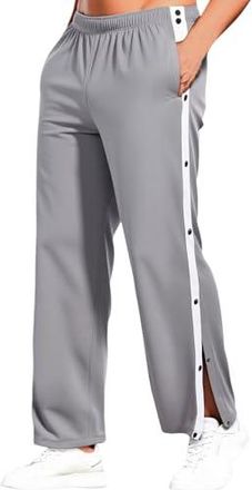 Generic Pantalon de sport à jambe large pour femme, pantalon de jogging ample en polaire boutonné, à jambes larges, confortable et ample, avec poches, jambe d