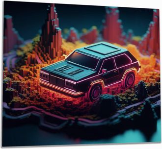 Wallario Herdabdeckplatte/Spritzschutz aus Glas, 1-teilig, 60x52cm mit 8mm hohen Füßen, für Ceran- und Induktionsherde, Pixel-Roadtrip