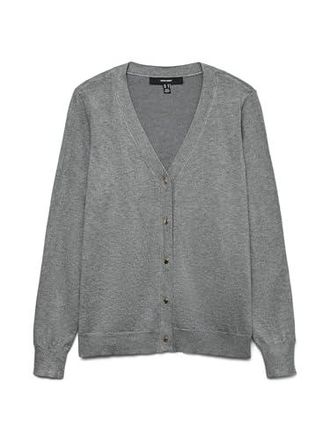 Vero Moda Vmsilje GA Noos Cardigan à col en V, Mélange de Gris Moyen, L Femme