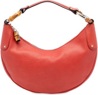 Gucci Hobo Bags - Pebbled Calfskin Bamboo Ring Hobo - Gr. unisize - in Rot - f&uuml;r Damen