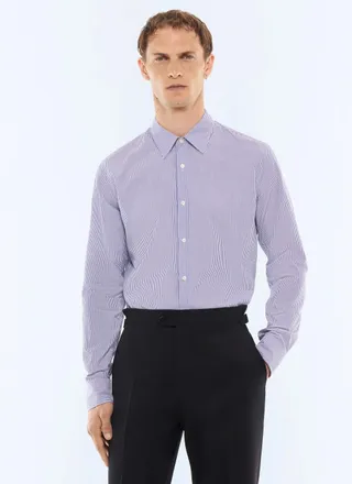 Fursac Chemise &agrave; rayures en popeline de coton - Taille 37 - Homme