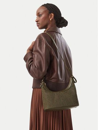 Calvin Klein Handtasche Emblem Aop Sueded Shoulder Bag LV04F3880G Dunkelgr&uuml;n