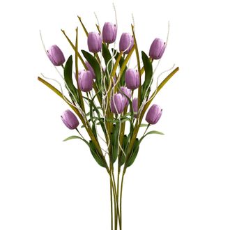 Generic K&uuml;nstliche Tulpen-Blumen, 70 cm, 3 K&ouml;pfe, lange Stiele, Tulpen-Arrangement, k&uuml;nstlicher Tulpen-Blumenstrau&szlig; f&uuml;r Tischdekoration (lila)